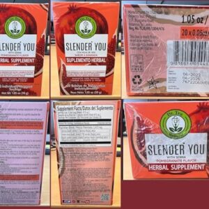 Dr. Tea Slender You Tea with Senna - Pomegranate Flavor - 20 Tea Bags