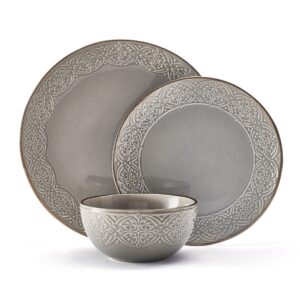 Pfaltzgraff Emma 12 Piece Dinnerware Set, Service For 4, Gray