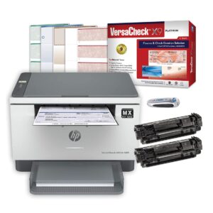 versacheck hp laserjet m234 mxe micr check printer x9 platinum 5-user check printing software bundle, white