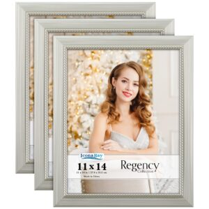 icona bay 11x14 picture frames (silver, 3 pack), french baroque style photo frames 11 x 14, wall mount or table top, regency collection