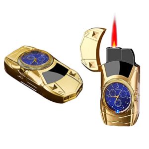 zetilyn torch lighter, car shape cool novelty lighter, red flame refillable butane lighter adjustable flame with clock dial for camping grill fireplace candle man birthday gifts (fuel not included)