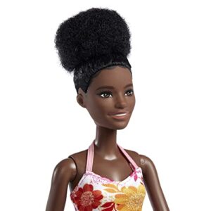 Barbie Loves the Ocean Doll with Natural Black Hair, Pineapple Dress & Accessories, Doll & Clothes Made from Recycled Plastics