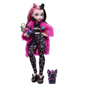 monster high doll, draculaura creepover party set with pet bat count fabulous, sleepover clothes & accessories