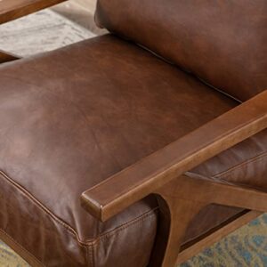 chairus Leather Accent Chairs Mid Century Modern Armchairs Compfy Upholstered Lounge Sofa Chairs for Living Room Fireplace/Bedroom/Reception/Dorm, Set of 2, PU Brown