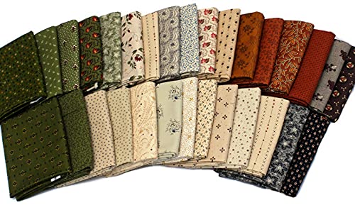 Fields 10 Fat Quarters - American Civil War Fat Quarter Bundle 1800's Historical Reproduction Quality Quilters Cotton Fabrics FQs