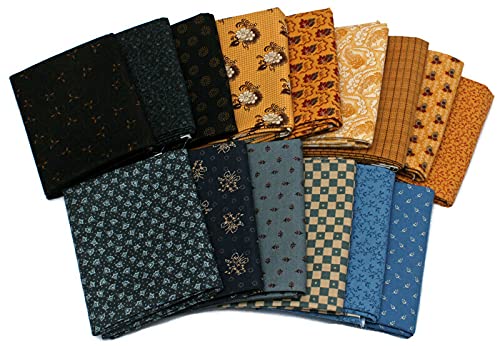 Fields 10 Fat Quarters - American Civil War Fat Quarter Bundle 1800's Historical Reproduction Quality Quilters Cotton Fabrics FQs