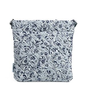 Vera Bradley Women's Cotton Triple Zip Hipster Crossbody Purse, Perennials Gray - Recycled Cotton, One Size