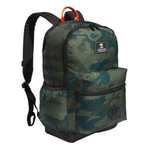 adidas originals national 3.0 backpack, classic camo olive cargo/black/impact orange, one size