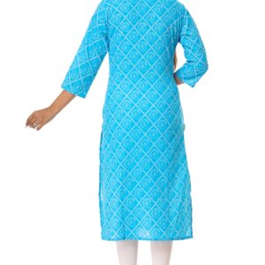 Vihaan Impex Leheriya Printed Casual Blue Tunic Top for Women Kurta Kurti for Women