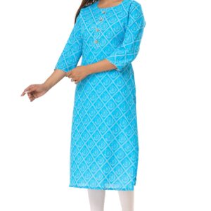 Vihaan Impex Leheriya Printed Casual Blue Tunic Top for Women Kurta Kurti for Women