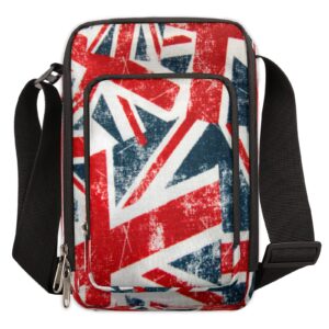 british flag crossbody bag for women men, vintage london messenger bag lightweight sling purse portable daypack waterproof shoulder bag for sport travel work business leisure festivals