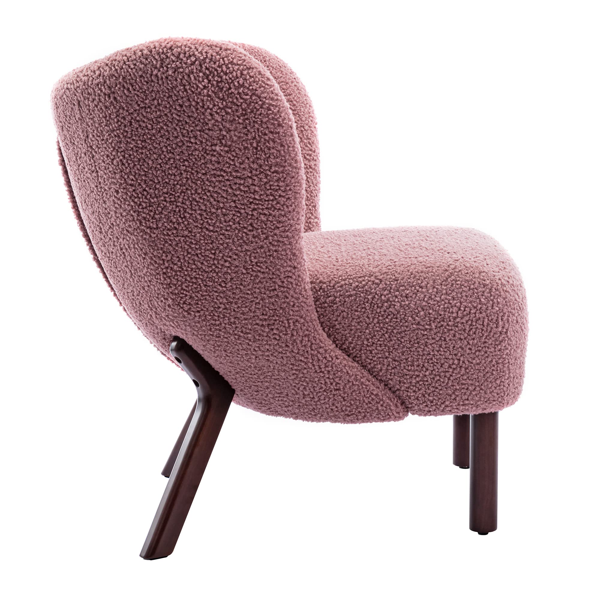 ViolaDresses Modern Accent Chair Lambskin Sherpa Wingback Tufted Side Chair with Solid Wood Legs for Living Room Bedroom，Blush