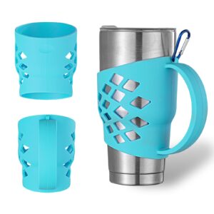 shtcszba silicone sleeve holder for 30 oz tumblers, silicone tumbler sleeve holder for yeti rambler/rtic tumbler/corkcicle tumbler grip holder (30oz blue)