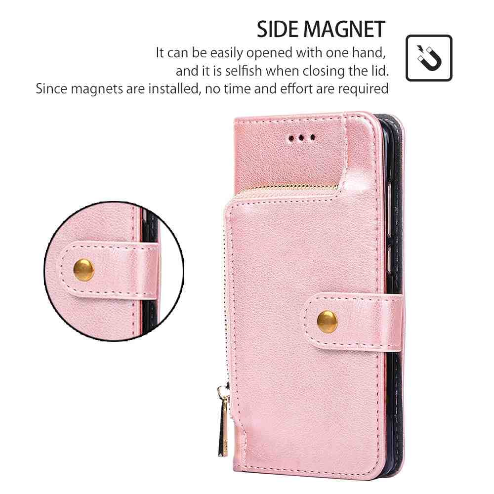 YOUKABEI MojieRy Phone Cover Zipper Wallet Folio Case for Samsung Galaxy A40, Premium PU Leather Slim Fit Cover for Galaxy A40, 1 Photo Frame Slot, 3 Card Slots, Dirt-Proof, Golden