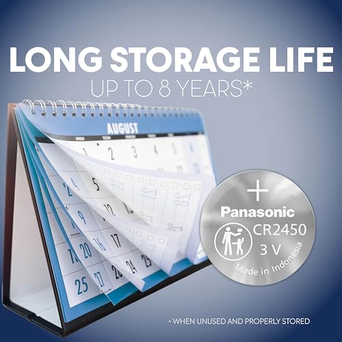 Panasonic CR2450 3.0 Volt Long Lasting Lithium Coin Cell Batteries in Child Resistant, Standards Based Packaging, 1-Battery Pack