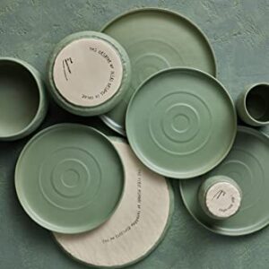 Stone by Mercer Project SHOSAI 16-Piece Stoneware Dinnerware Set, Plates and Bowls Set, Modern Dishware set fo 4, Sage