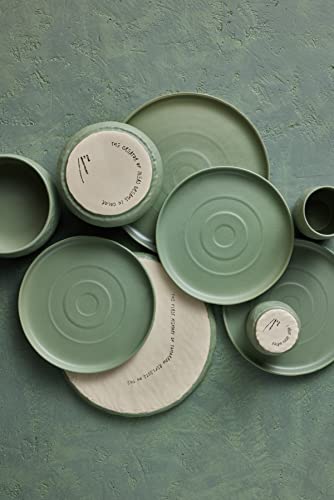 Stone by Mercer Project SHOSAI 16-Piece Stoneware Dinnerware Set, Plates and Bowls Set, Modern Dishware set fo 4, Sage