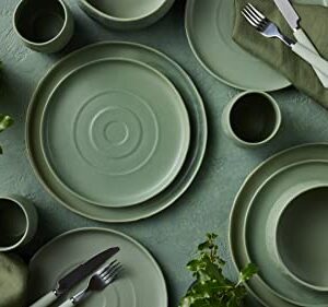 Stone by Mercer Project SHOSAI 16-Piece Stoneware Dinnerware Set, Plates and Bowls Set, Modern Dishware set fo 4, Sage