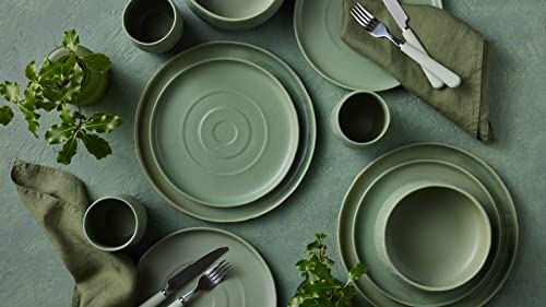 Stone by Mercer Project SHOSAI 16-Piece Stoneware Dinnerware Set, Plates and Bowls Set, Modern Dishware set fo 4, Sage