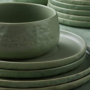 Stone by Mercer Project SHOSAI 16-Piece Stoneware Dinnerware Set, Plates and Bowls Set, Modern Dishware set fo 4, Sage