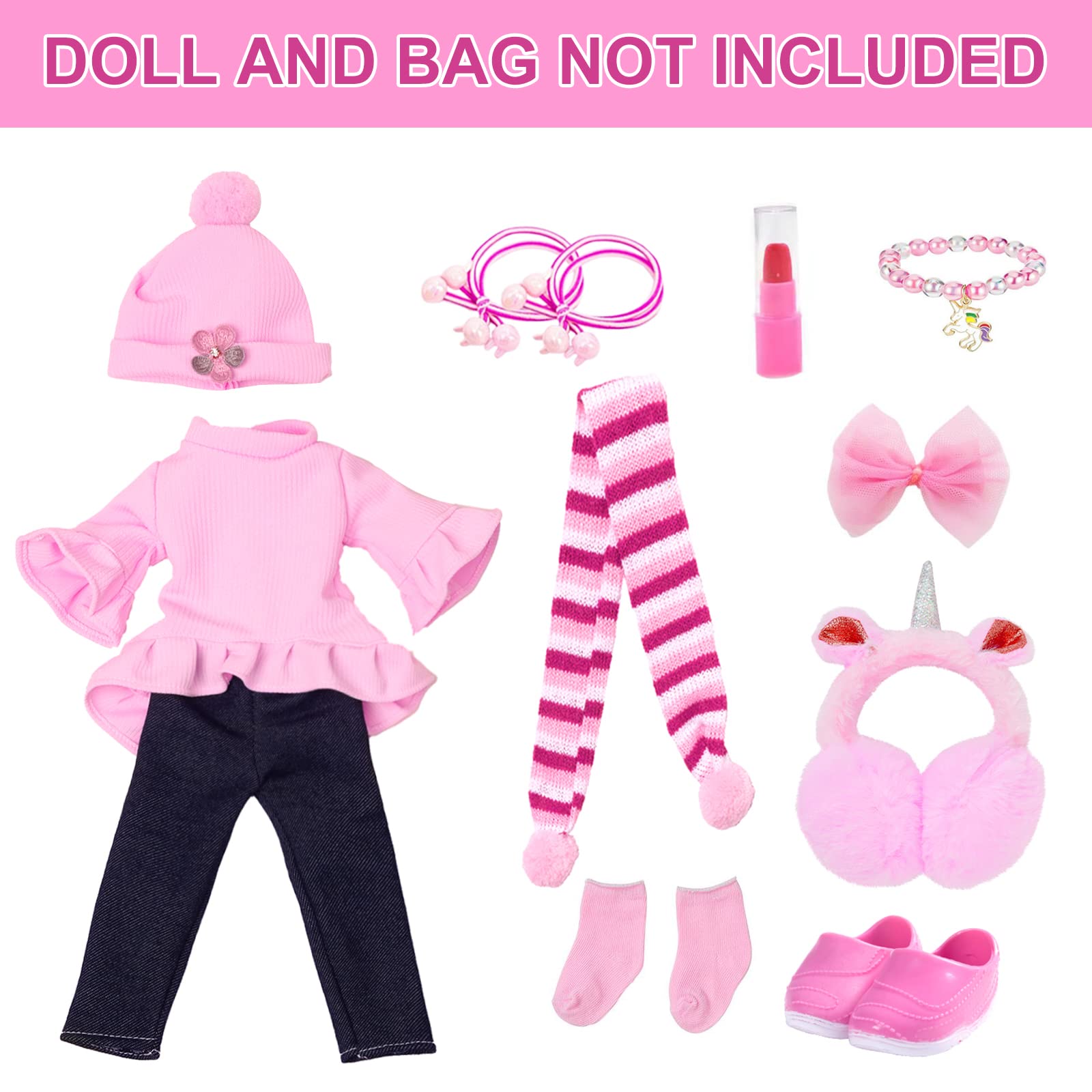 UZIDBTO American Doll Clothes and Accessories for 18 Inch Doll includes Pretend Makeup Kit Stuff Girls Gift（doll not including）