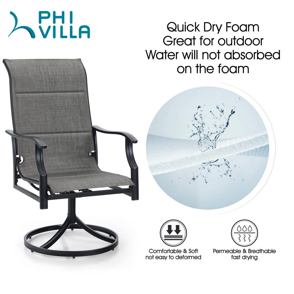 PHI VILLA Patio Dining Set for 6 Clearance, Outdoor Dining Table with Umbrella Hole and 6 Patio Dining Chairs Waterproof & Rustproof Suitable for All Weather