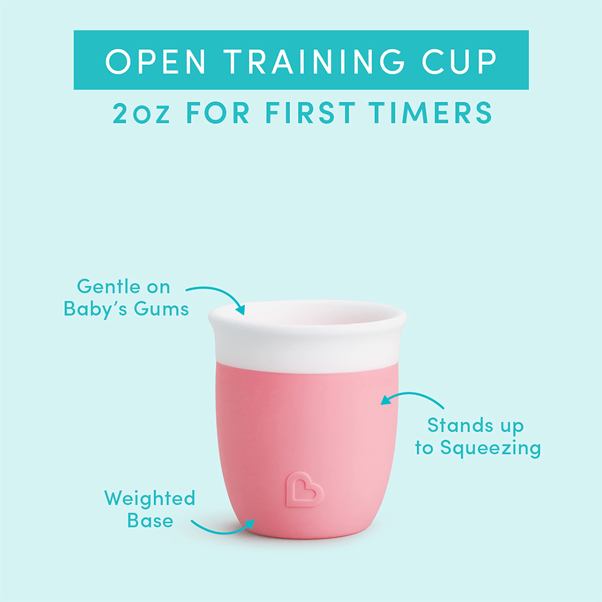 Munchkin® C’est Silicone! Open Training Cup for Babies and Toddlers 4 Months+, 2 Ounce, Coral