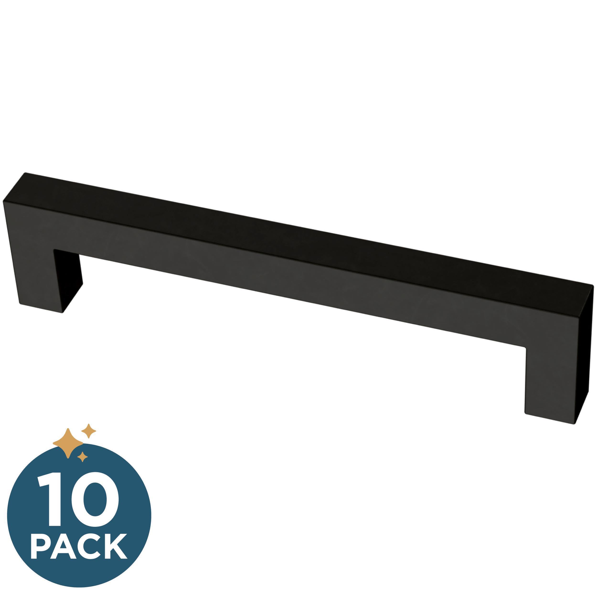 Franklin Brass Simple Modern Square Cabinet Pull, Black, 5-1/16 in (128mm) Drawer Handle, 10 Pack, P46646K-FB-B