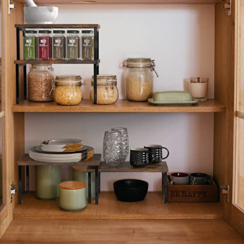 Simple Houseware Expandable Counter Shelf, Rustic Brown