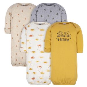 gerber unisex baby boy and girls 4-pack sleeper gown sunrise 0-6 months