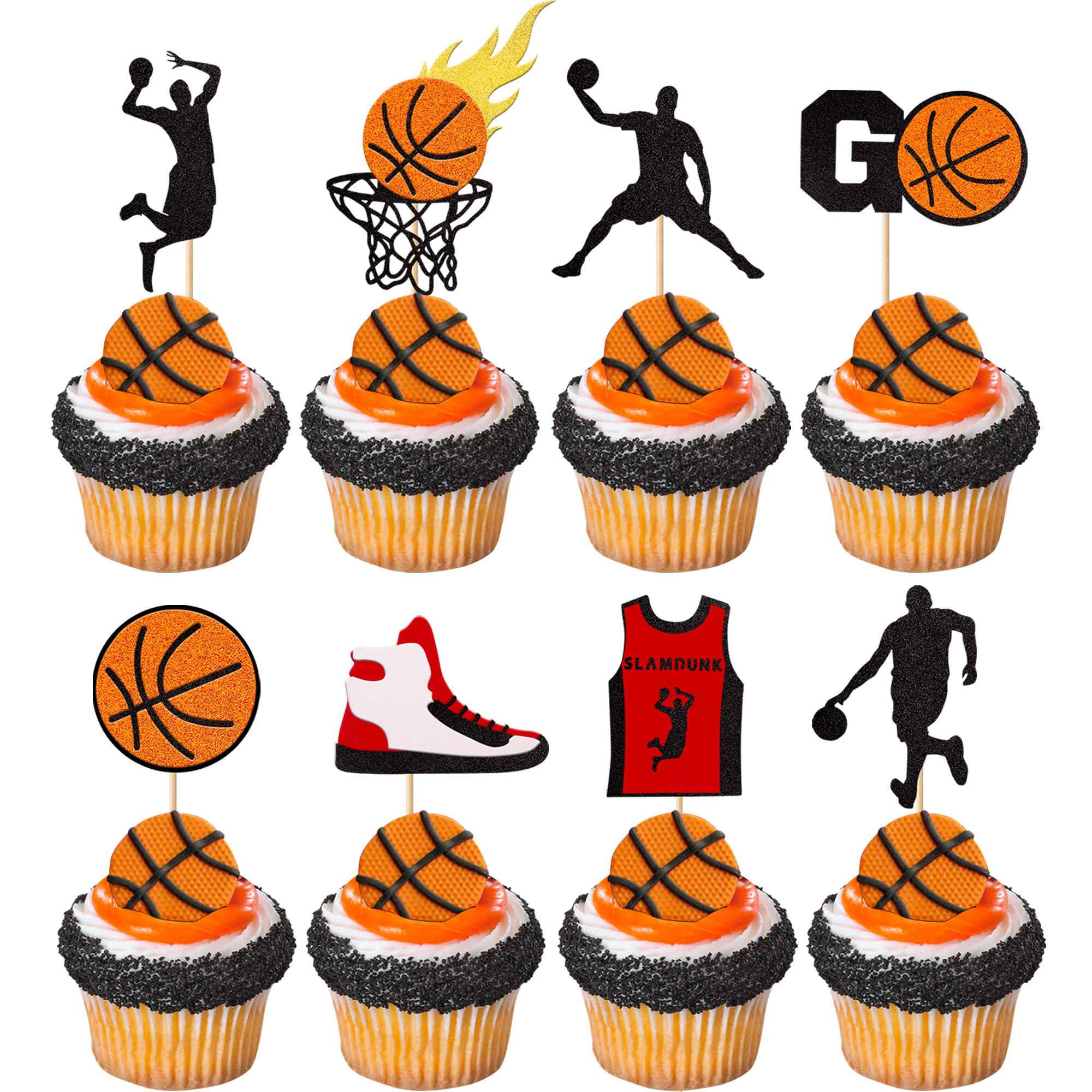 24 Pack Basketball Cupcake Toppers Basketball Player Slam Dunk Basketball Apparel Cupcake Picks Baby Shower Basketball Players Sports Theme Birthday Party Cake Decorations Supplies