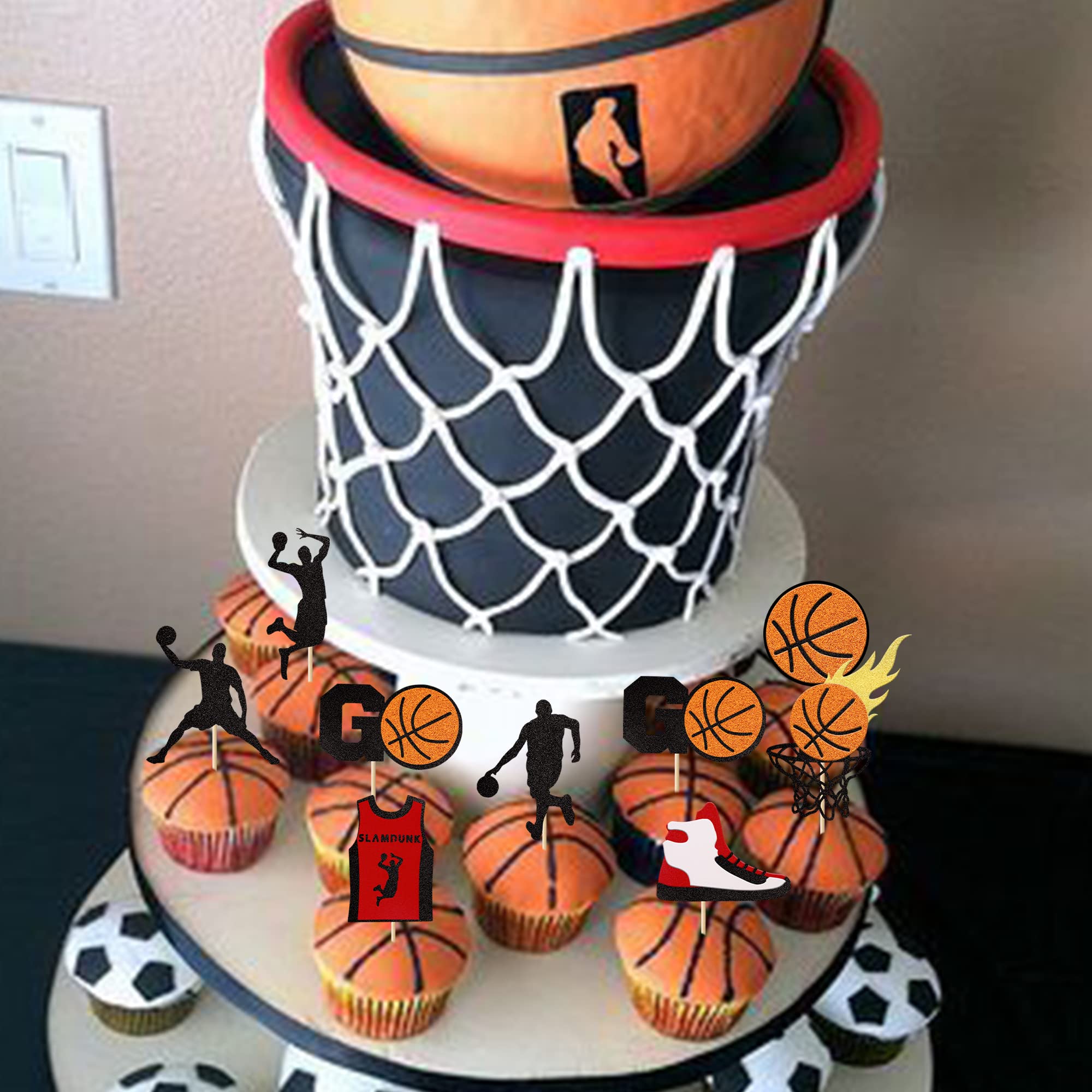 24 Pack Basketball Cupcake Toppers Basketball Player Slam Dunk Basketball Apparel Cupcake Picks Baby Shower Basketball Players Sports Theme Birthday Party Cake Decorations Supplies