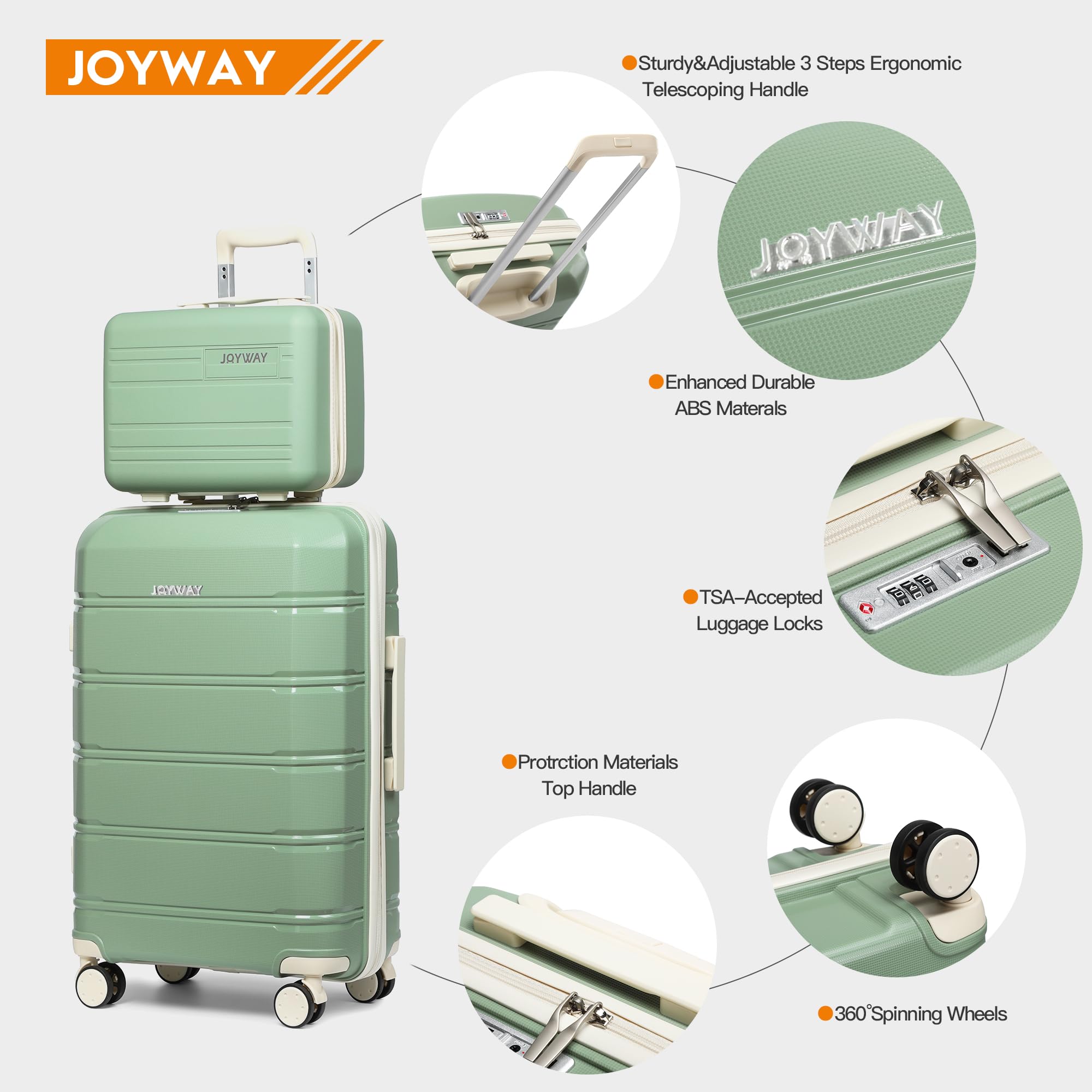 Joyway Luggage 5 Piece Sets， Lightweight Rolling Hardside Travel Luggage with TSA Lock，Luggage Set Clearance，Suitcase with Spinner Wheels for Women