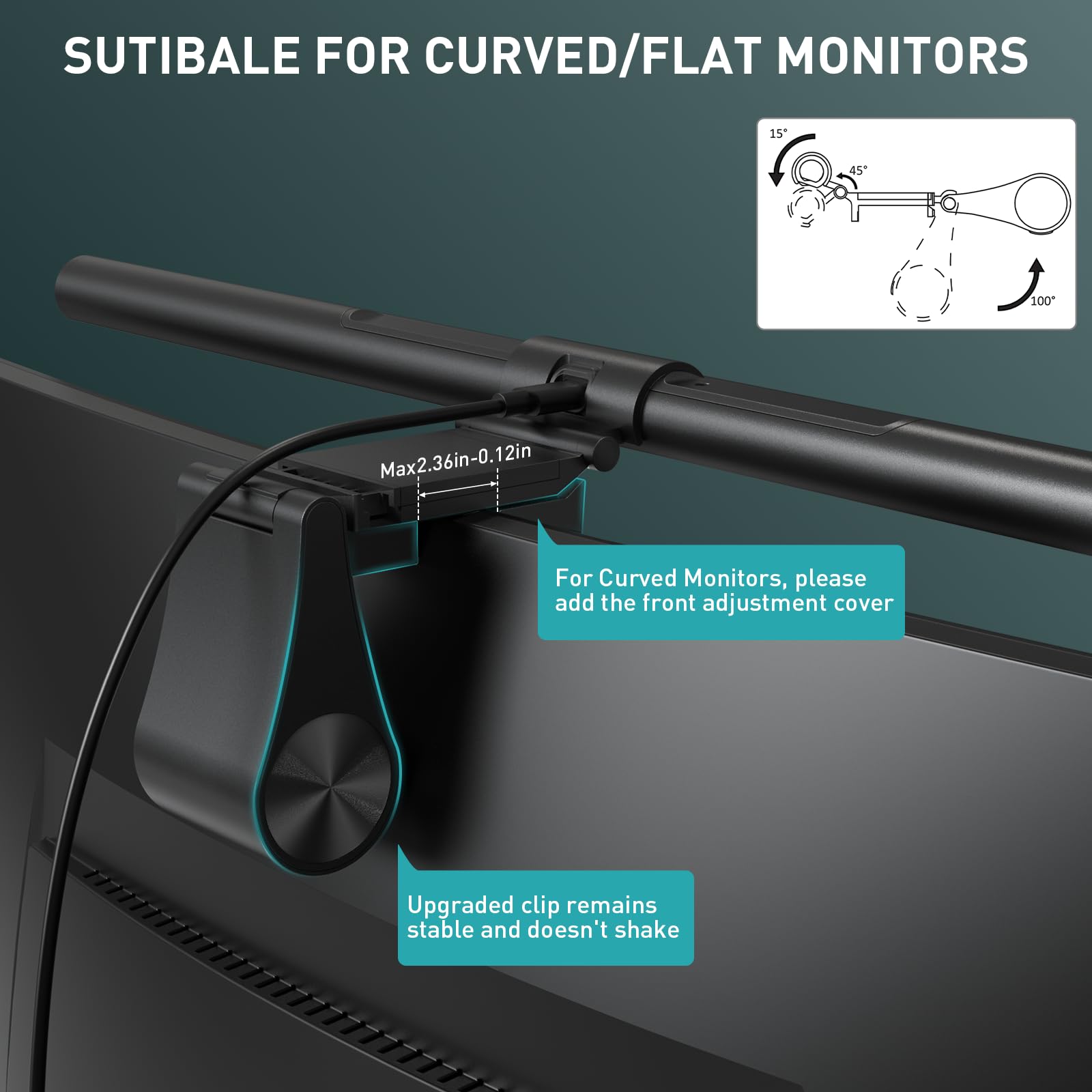 Quntis Monitor Light Bar PRO+ with Remote Control, Fit for Curved/Flat Monitor, Eye-Care USB Computer Lamp Dimmable Screen Light Bar with Auto-Dimming, No Glare Home Office Gaming Desk Lamp