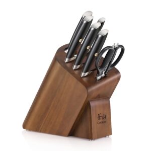 Cangshan L Series 7-Piece Cleaver Knife Block Set, Forged German Steel, Black, 1027112