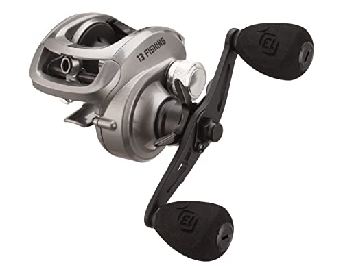 13 FISHING - Inception Slide Baitcast Reel - 8.1:1 Gear Ratio - Left Hand Retrieve (Fresh+Salt) - INSLD2-8.1-LH, Gray