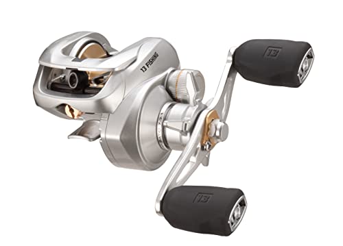 13 FISHING - Modus C2 Baitcast Reel - 6.6:1 Gear Ratio - Left Hand Retrieve (Fresh) - MODC2-6.6-LH,Silver