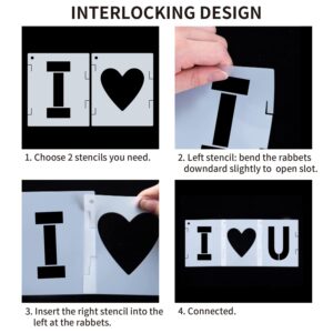 1 Inch Letter Stencils Symbol Numbers Stencil, 68 Pcs Reusable Alphabet Art Craft Templates Interlocking Stencils Kit for Painting on Wood, Wall, Glass, Fabric, Rock, Canvas, Chalkboard, Sign（1Inch）