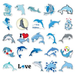 50Pcs Cute Dolphin Stickers,Ocean Whale Animal Waterproof Stickers for Laptop,Bumper,Skateboard,Water Bottles,Phone,Vinyl Stickers for Kids Teens (Dolphins)