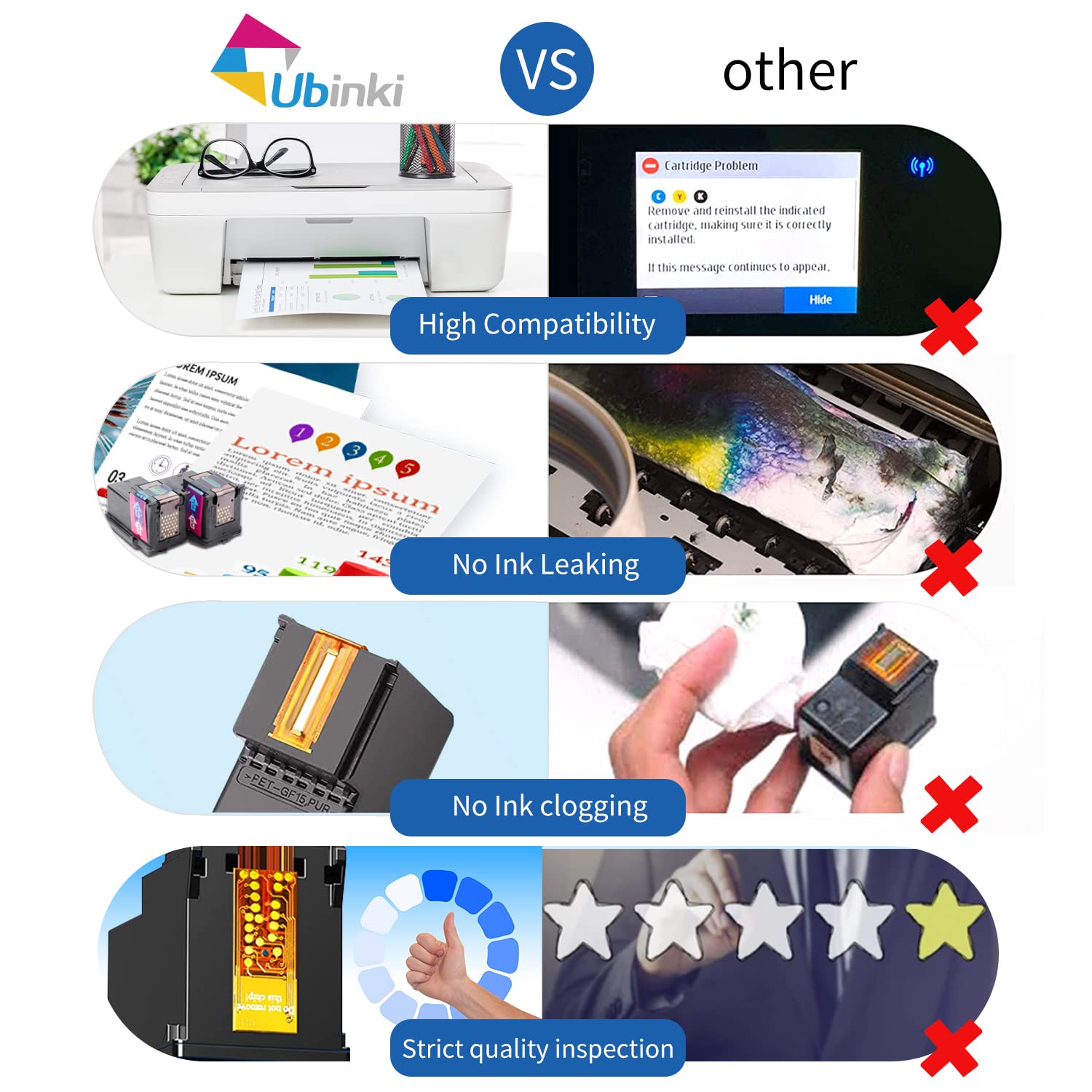 Ubinki Remanufactured Ink Cartridge Replacement for HP 63XL 63 XL (Black，2-Pack) Work with 3830 4650 4652 4655 5200 5252 5255 5258 4520 4512 1112 2132 3630 3632 4510 4513 3634 Printer|HP63 HP63xl