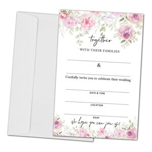 zedev floral wedding invitation cards - invite cardstock for wedding parties receptions - 25 cards and 25 envelopes (together-017)