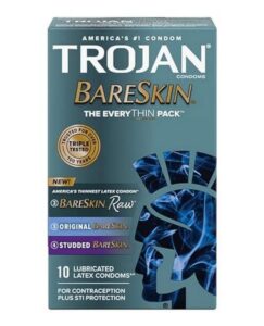 trojan bareskin condoms, everythin variety pack, 10 count