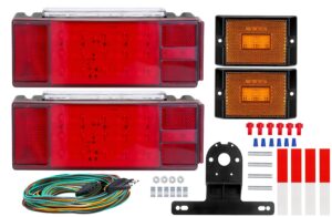 vinauo boat trailer lights, ip68 led trailer light kit with trailer wiring harness kit, 2 amber trailer lights for camper truck rv boat snowmobile over 80" inches