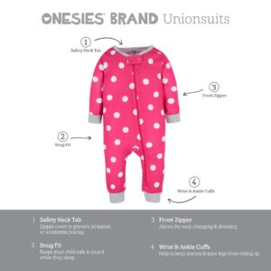 Onesies Brand Baby Girl's 3-Pack Snug Fit One-Piece Cotton Pajamas, Dots & Kitties, 6 Months