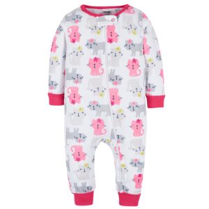 Onesies Brand Baby Girl's 3-Pack Snug Fit One-Piece Cotton Pajamas, Dots & Kitties, 6 Months