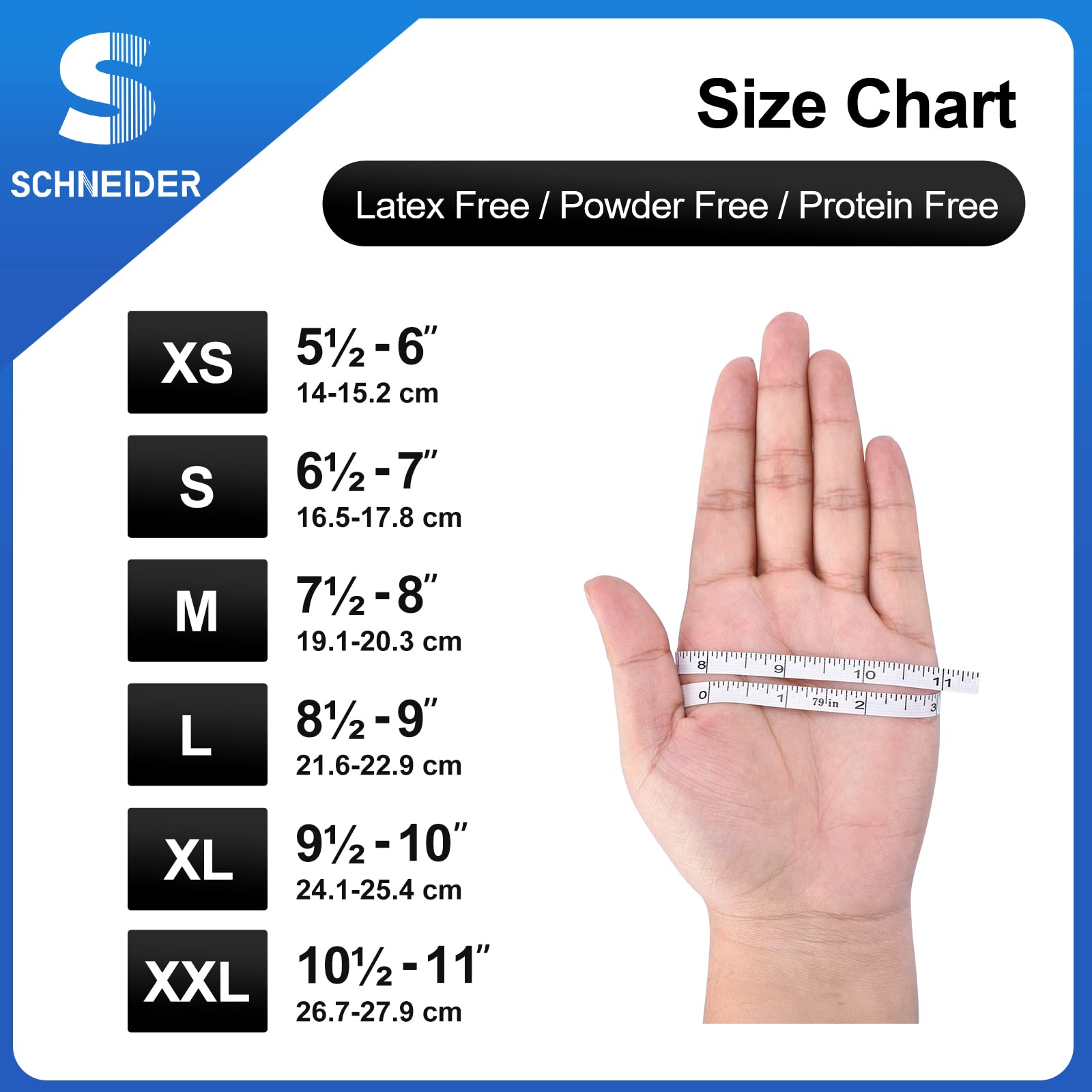 Schneider Nitrile Exam Gloves, Black, Large, 50-ct Box, 4-mil, Latex-Free, Powder-Free, Food-Safe (NBFK7113)