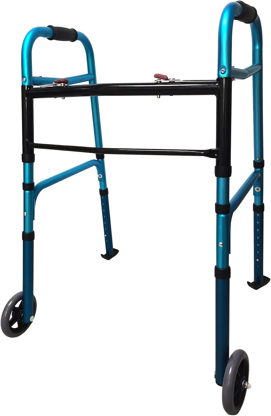 UNLICON- Mobility Heavy Duty Folding Walker for Seniors，Bariatric Walker with 5 Inches Wheels for Seniors Wide Walker Supports up to 300 lbs