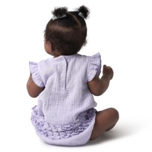 Gerber Baby Girls Sleeveless Ruffle Romper, Purple, 0-3 Months