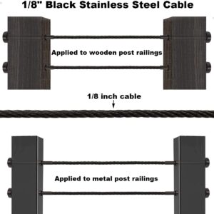 Challcrea 1/8 Stainless Steel Cable, Wire Rope, for Cable Railing Hardware Kit, for Black Cable Railing System, Aircraft Cable, T316 Marine Grade, 7x7 Strands Construction, 200ft