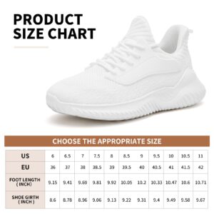 VIPSUPER Womens Tennis Shoes Walking Sneakers - Memory Foam Nursing Running Gym Athletic Workout Slip On Comfort Work Shoe Lightweight All White Size 11 US